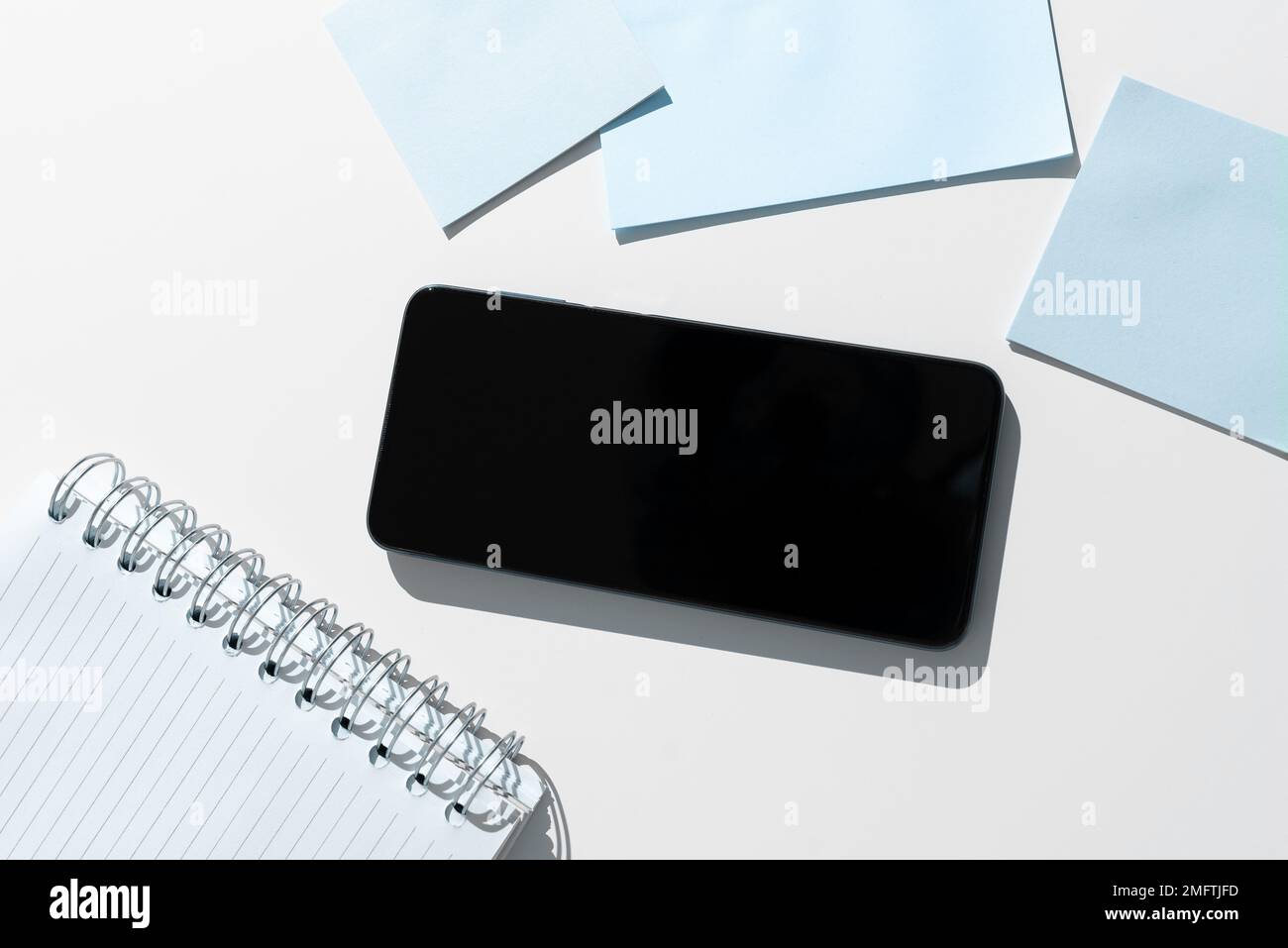 Mobile Phone Screen With Important Ideas On It And Note Sticked Stock ...