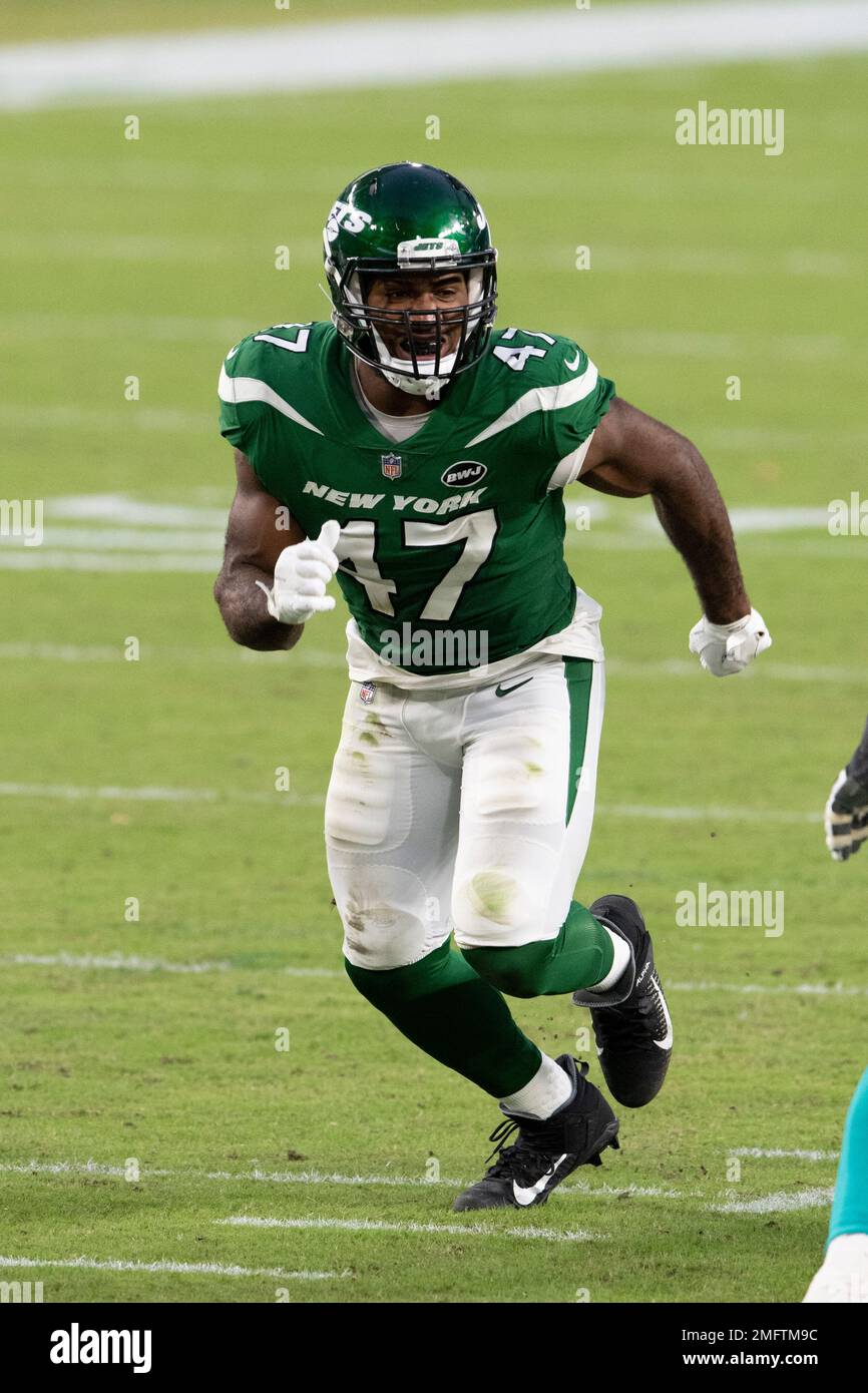 New York Jets defensive lineman Bryce Huff (47) in action against the ...