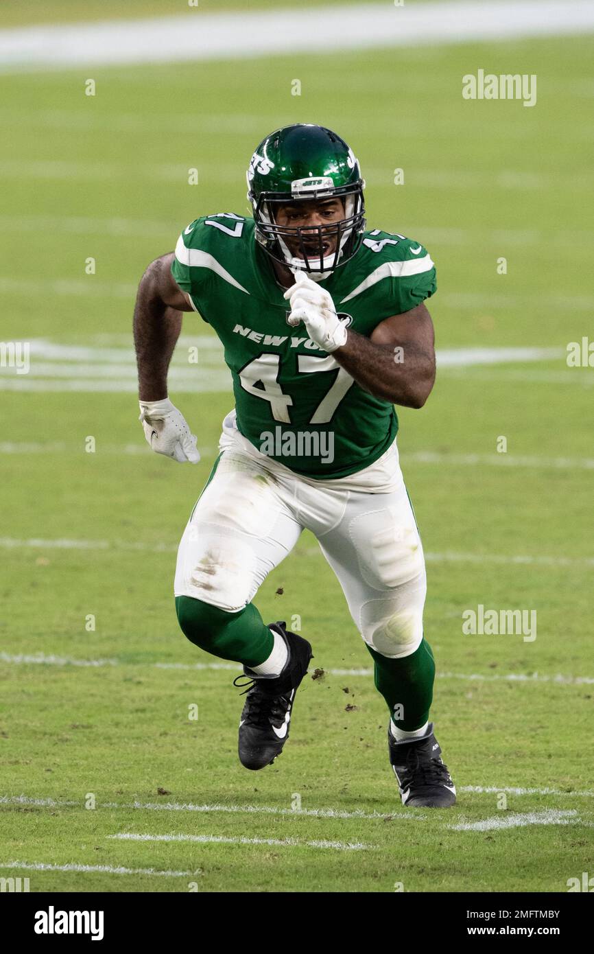 New York Jets defensive lineman Bryce Huff (47) in action against the ...