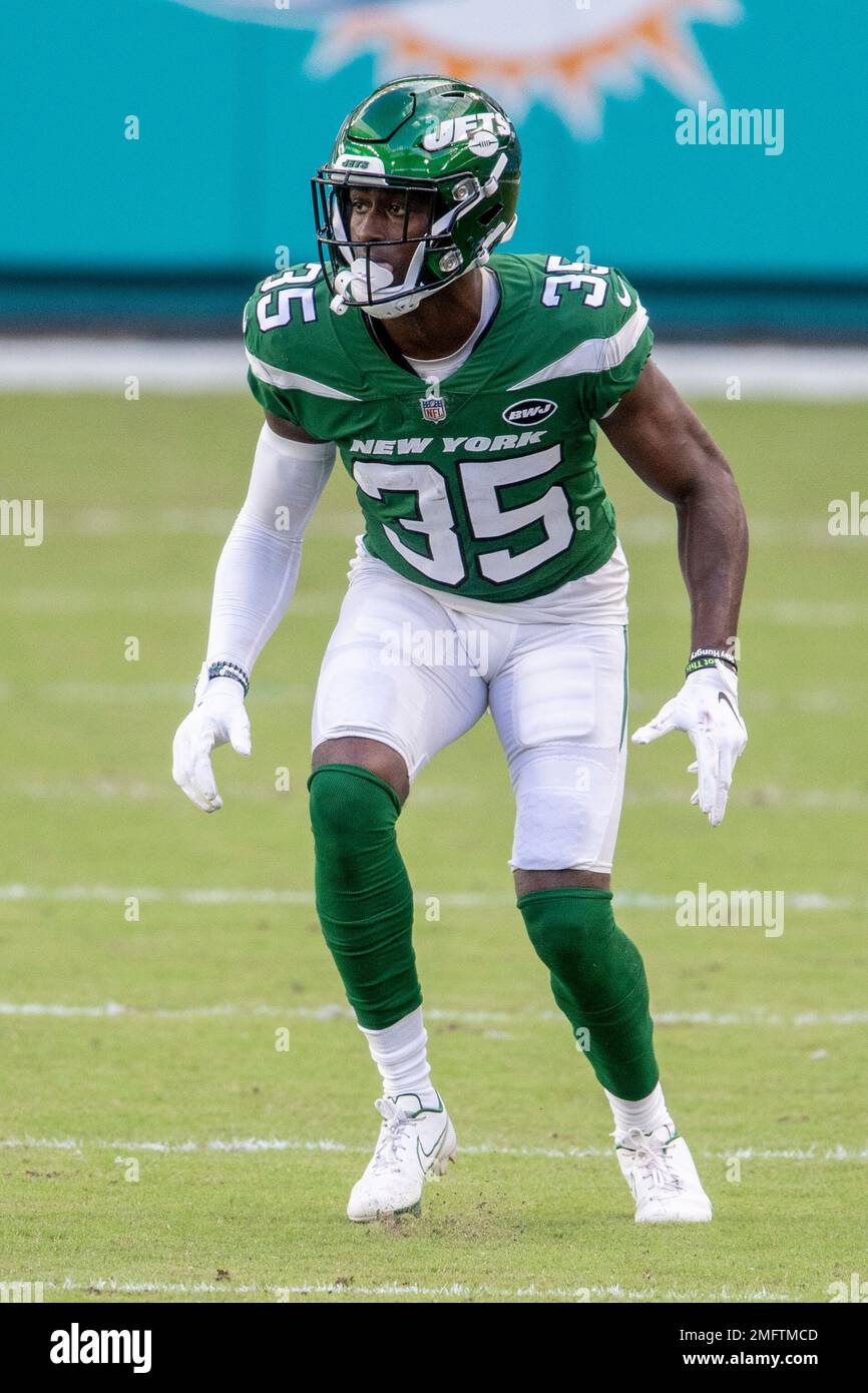 New York Jets cornerback Kyron Brown (35) in action against the Miami ...