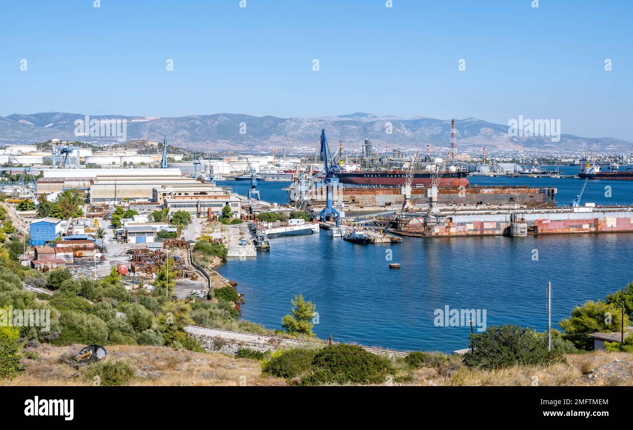 Industrial harbour, Eleusis Bay, Attica, Greece Stock Photo - Alamy