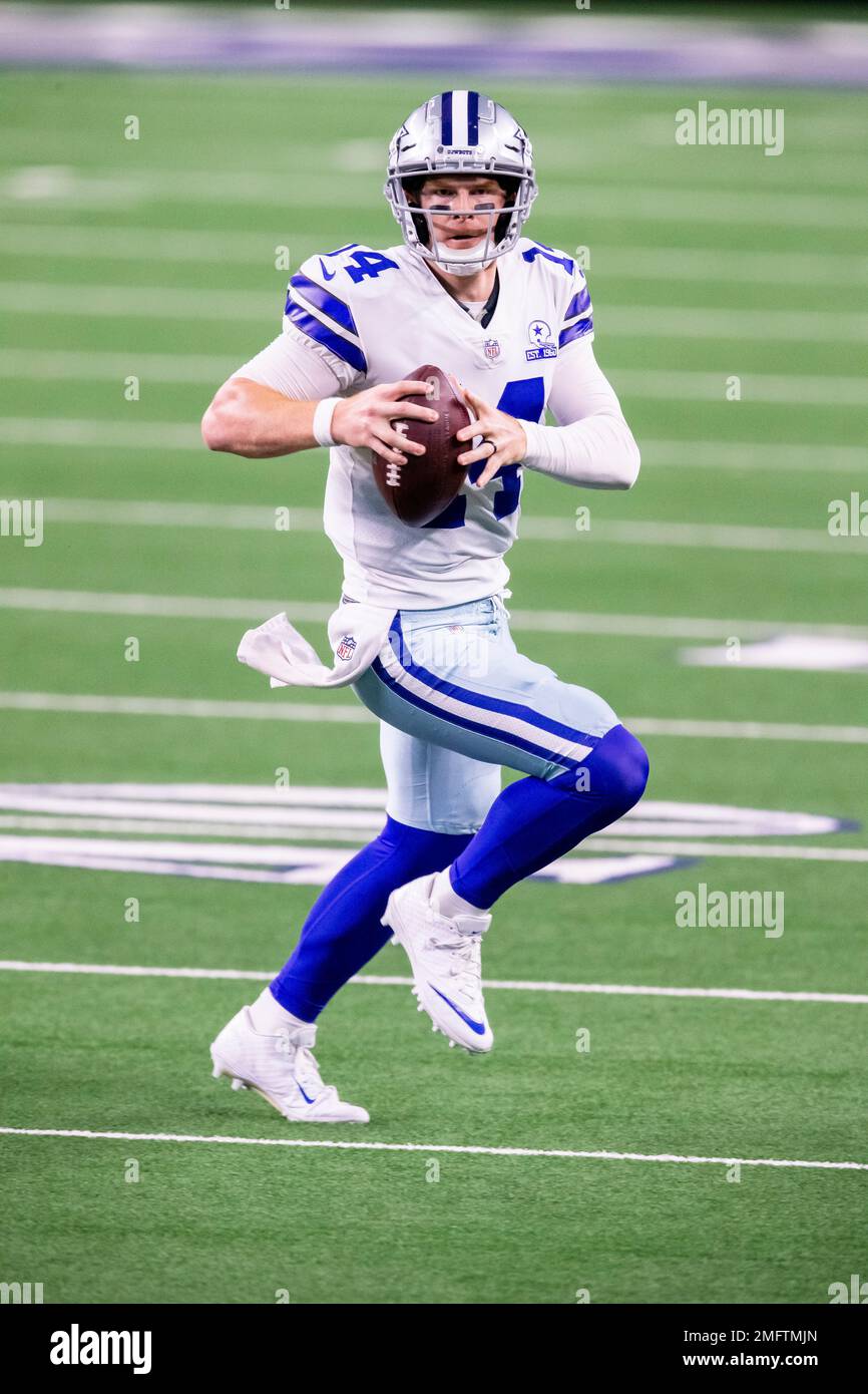 Dallas Cowboys quarterback Andy Dalton (14) looks to pass during an NFL ...