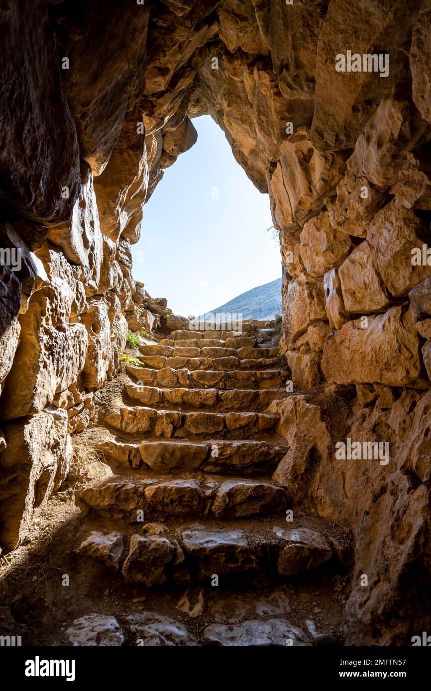 Gate in a wall, Ruin, Mycenae, Greek archaeological site, Peloponnese ...