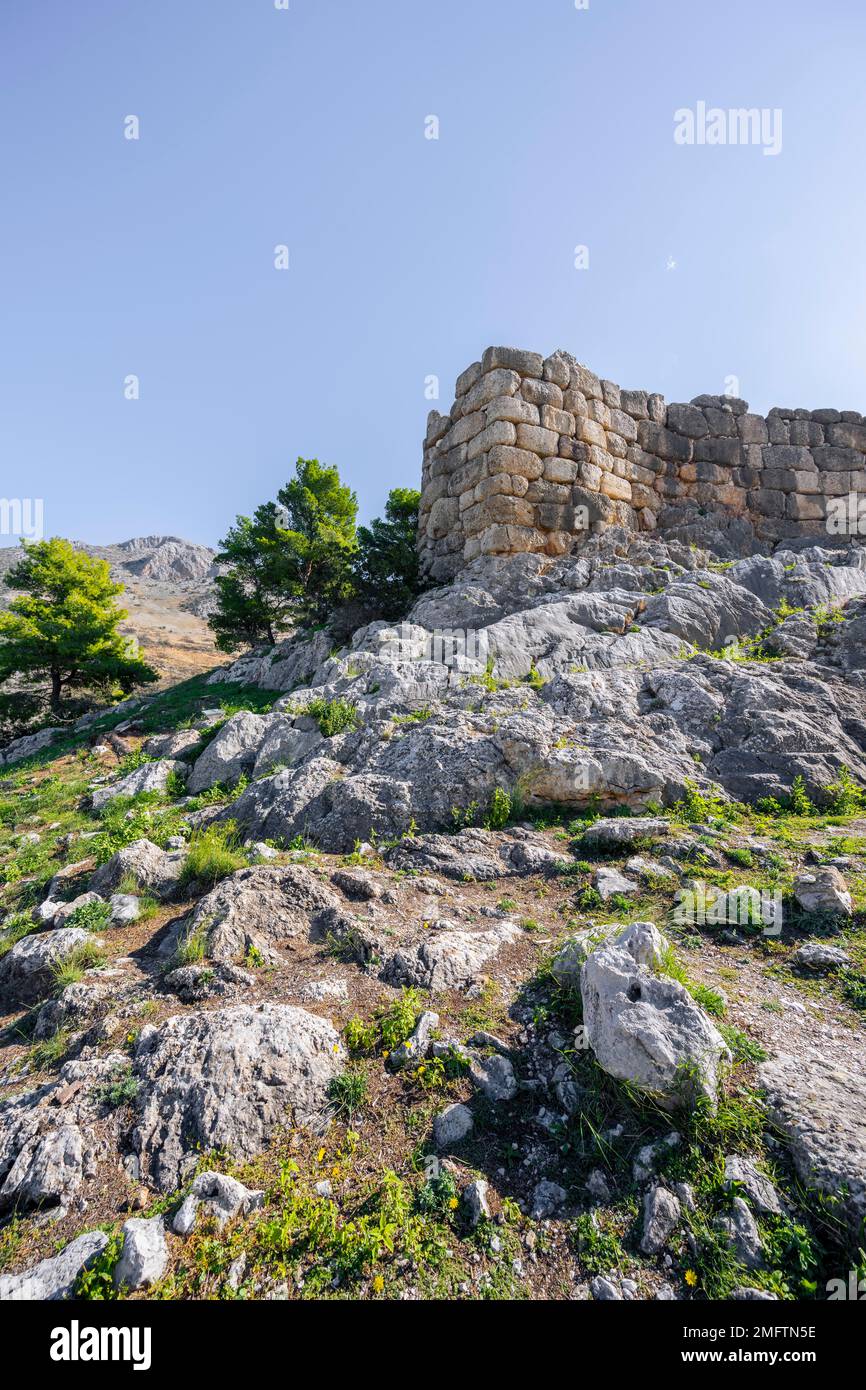 Citadel with walls, Mycenae, Greek archaeological site, Peloponnese ...