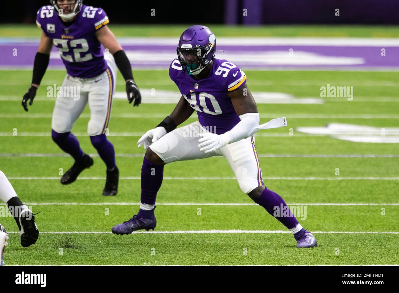 Minnesota Vikings defensive end Jalyn Holmes (90) in action in the ...