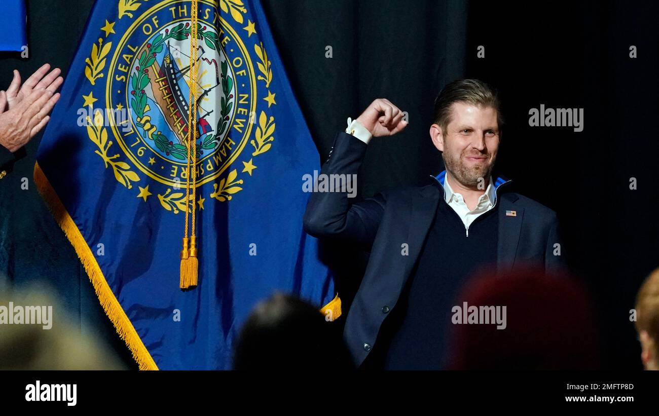 Eric Trump, son of President, Donald Trump, pumps his fist as he ...
