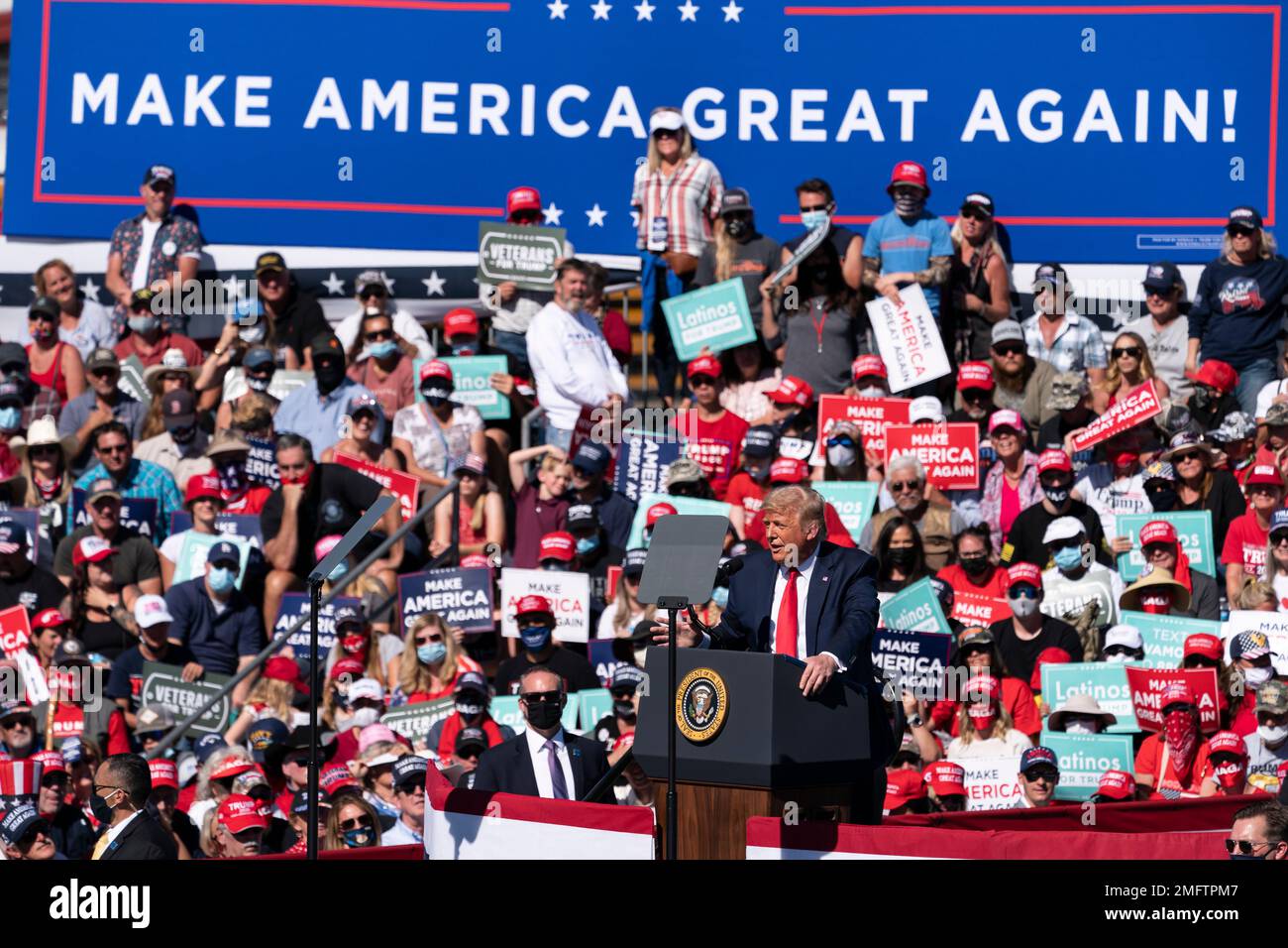 President Donald Trump speaks at a campaign rally at Prescott Regional ...