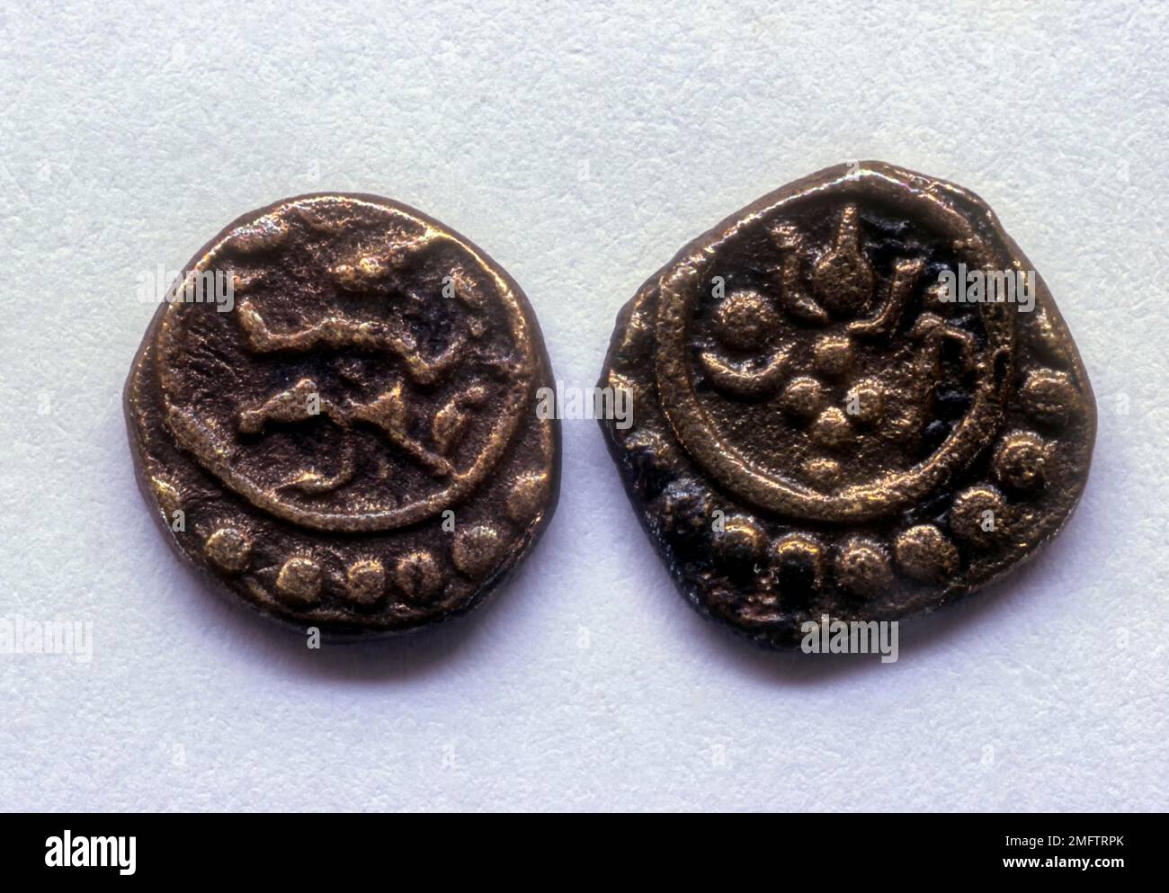 1, 17th century, copper coin, Venadu Chera, Travancore, Thira Kasu, Obv ...