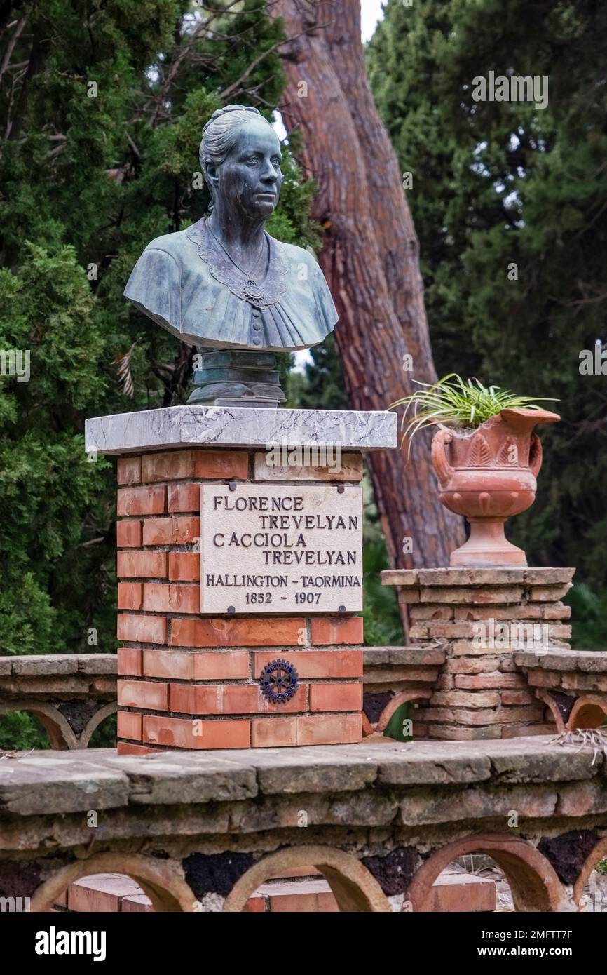 Brass statue of Florence Trevelyan, founder of the Parco Florence ...