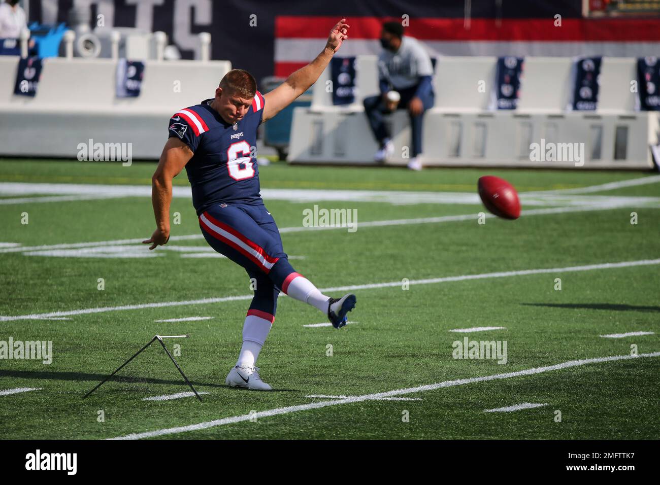 New England Patriots kicker Nick Folk (6) warms up prior to an NFL ...