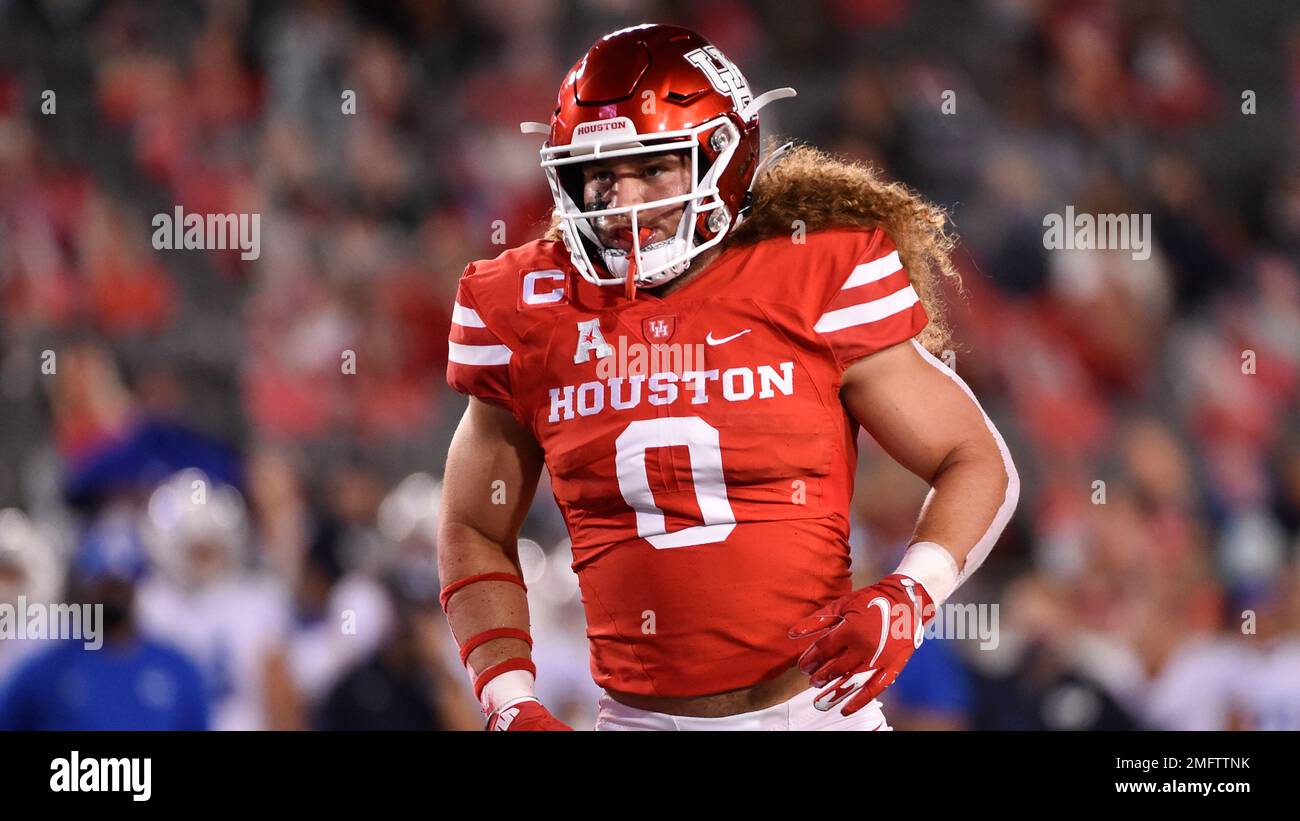 Houston safety Grant Stuard is seen during the first half of an NCAA ...