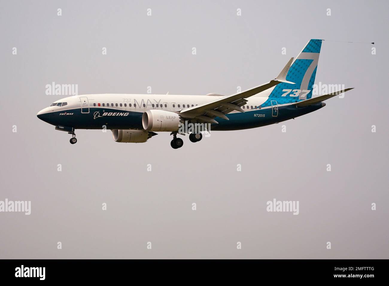 FILE - In this Sept. 30, 2020 file photo, a Boeing 737 Max jet, piloted by Federal Aviation ...