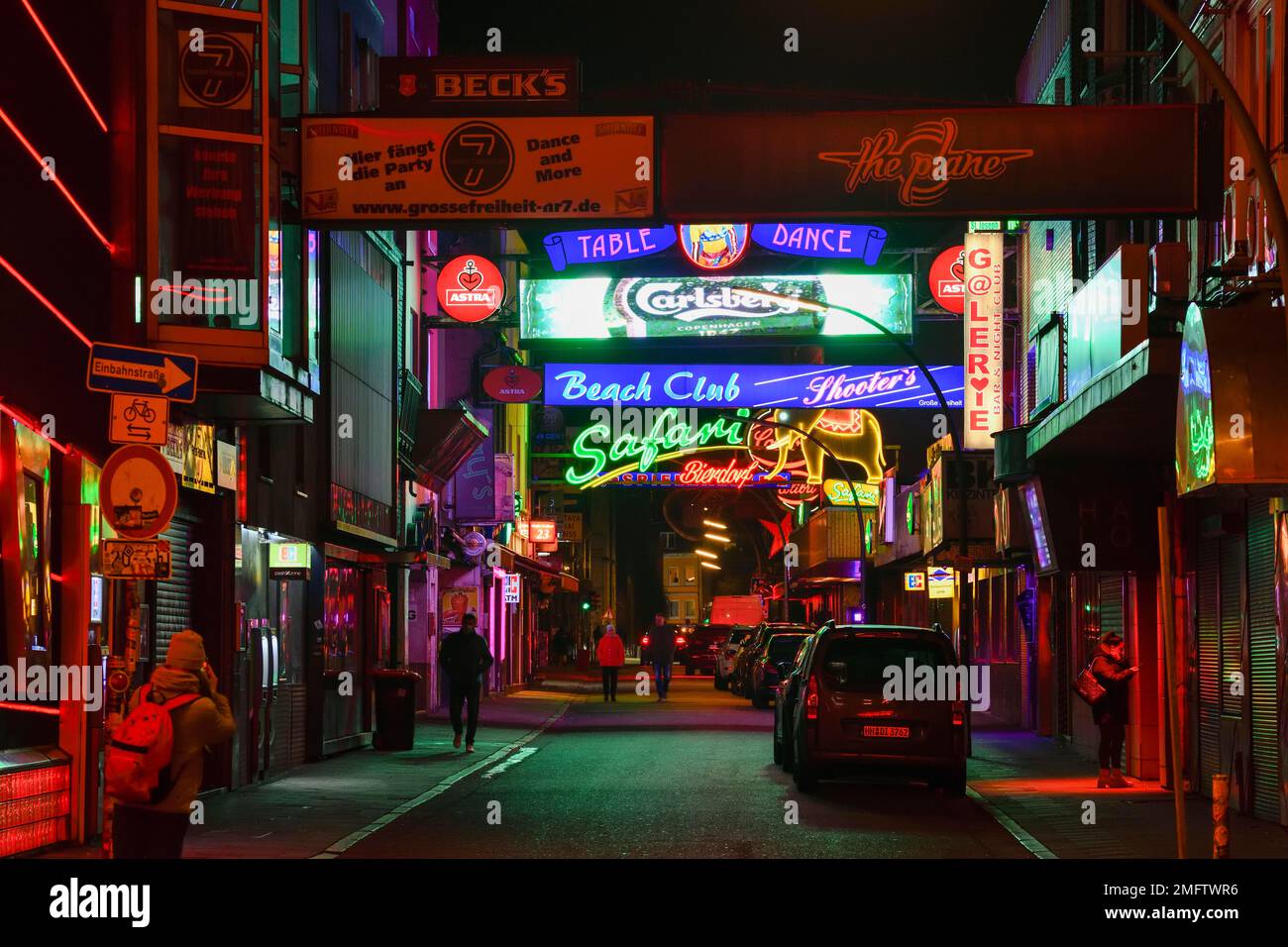Illuminated sign at the Grosse Freiheit, Reeperbahn, St. Pauli, Hamburg ...