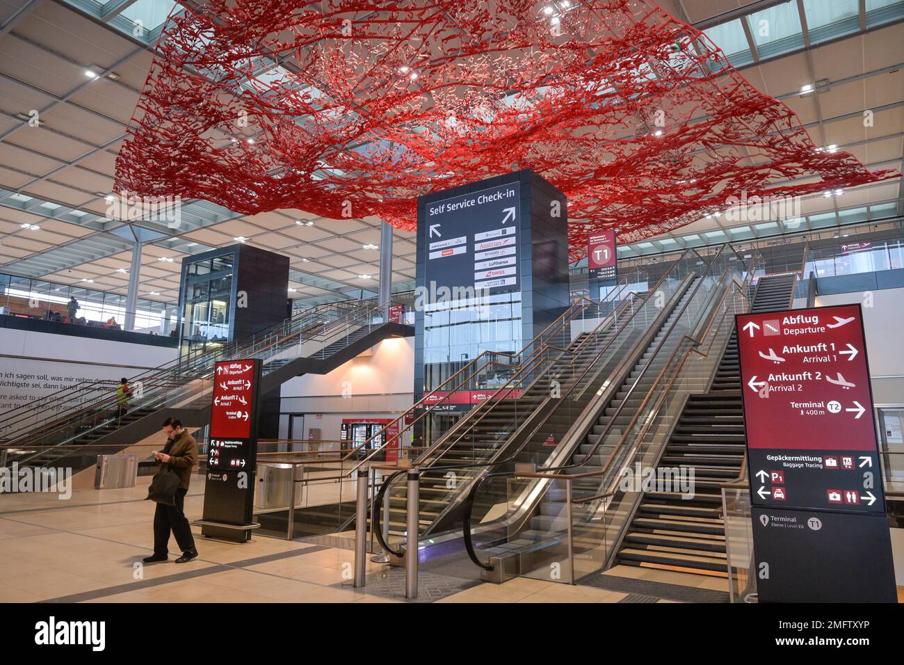 Escalator, Central Check-in Hall, Main Building, Terminal 1, BER ...