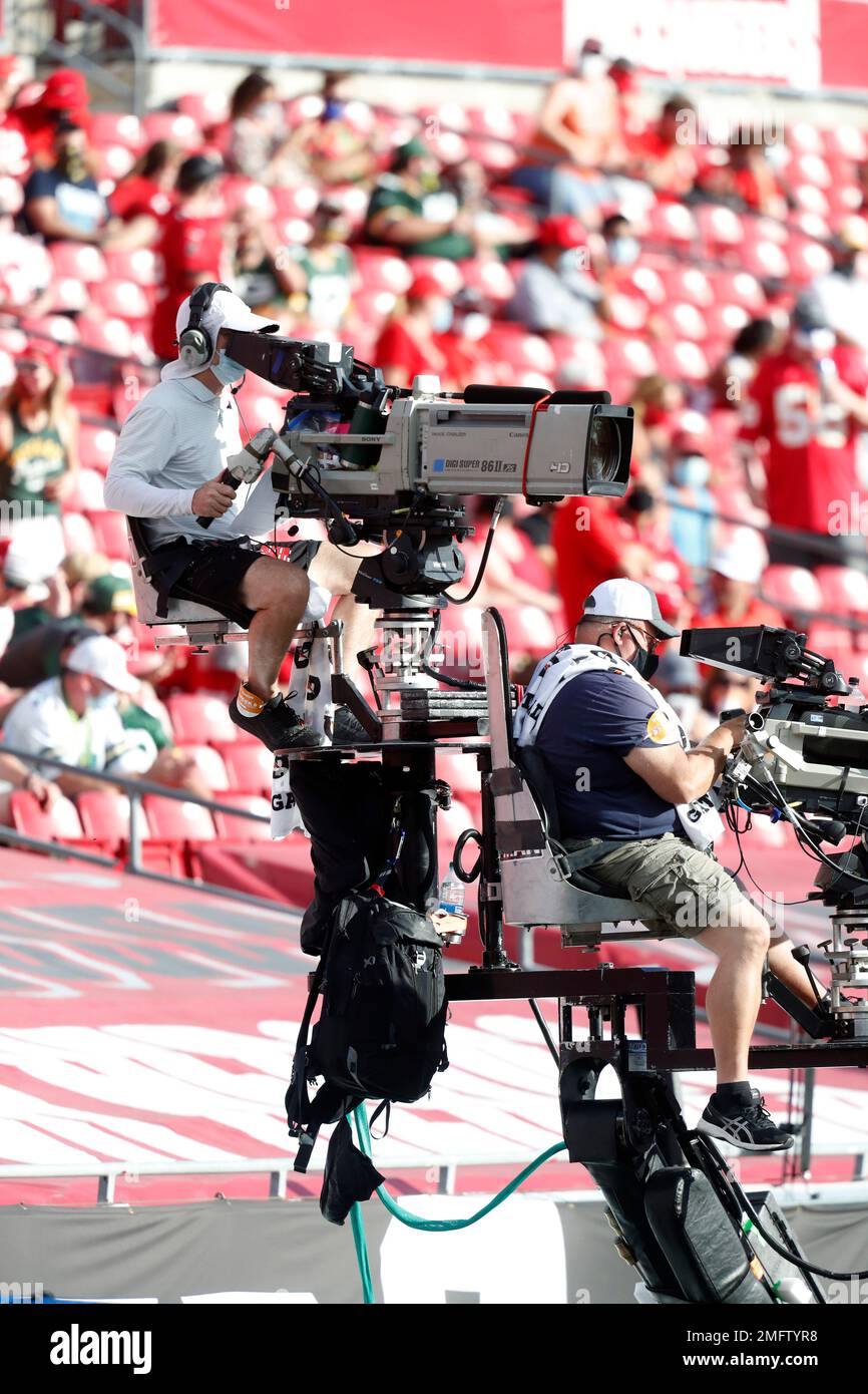 NFL broadcast camera crew work in the second half during an NFL ...