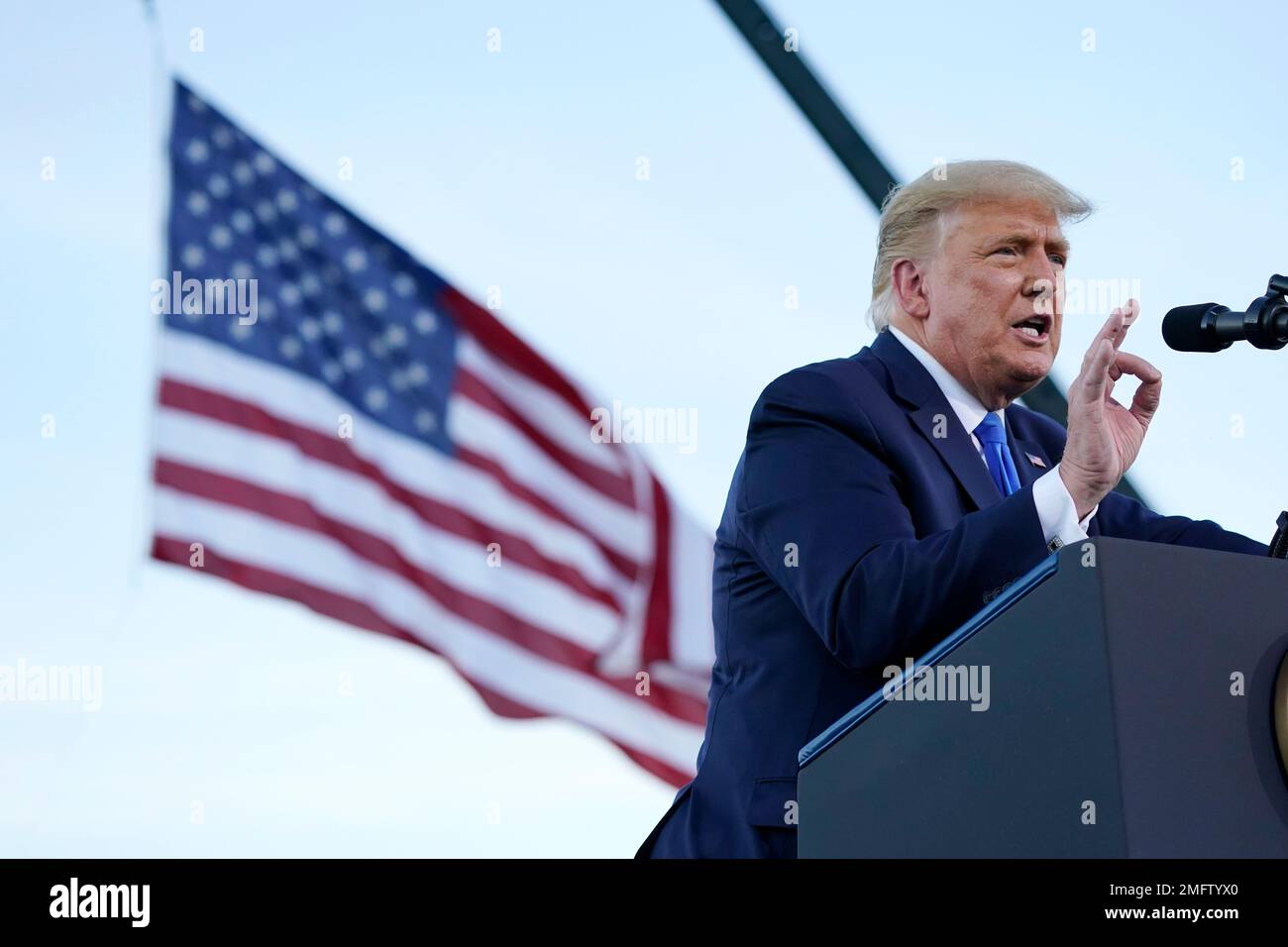 President Donald Trump speaks at a campaign rally at Carson City ...