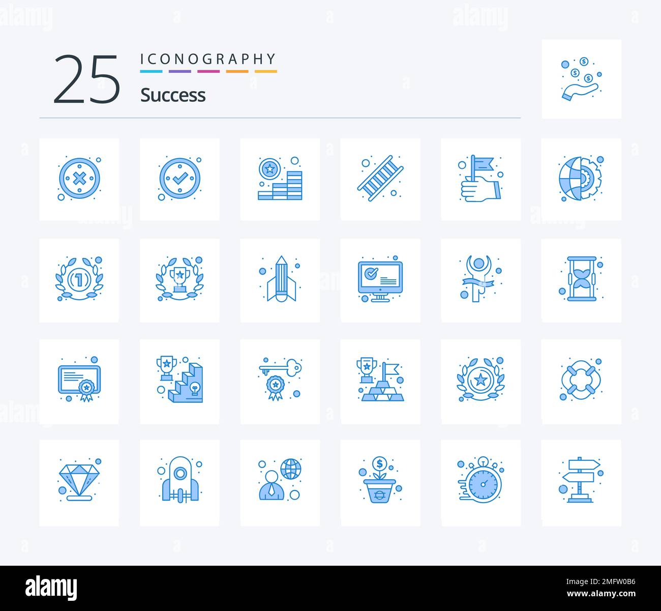 Sucess 25 Blue Color icon pack including winner. hand. success. flag ...