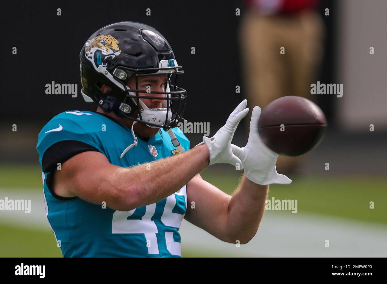 Jacksonville Jaguars fullback Bruce Miller (49) during warmups before ...