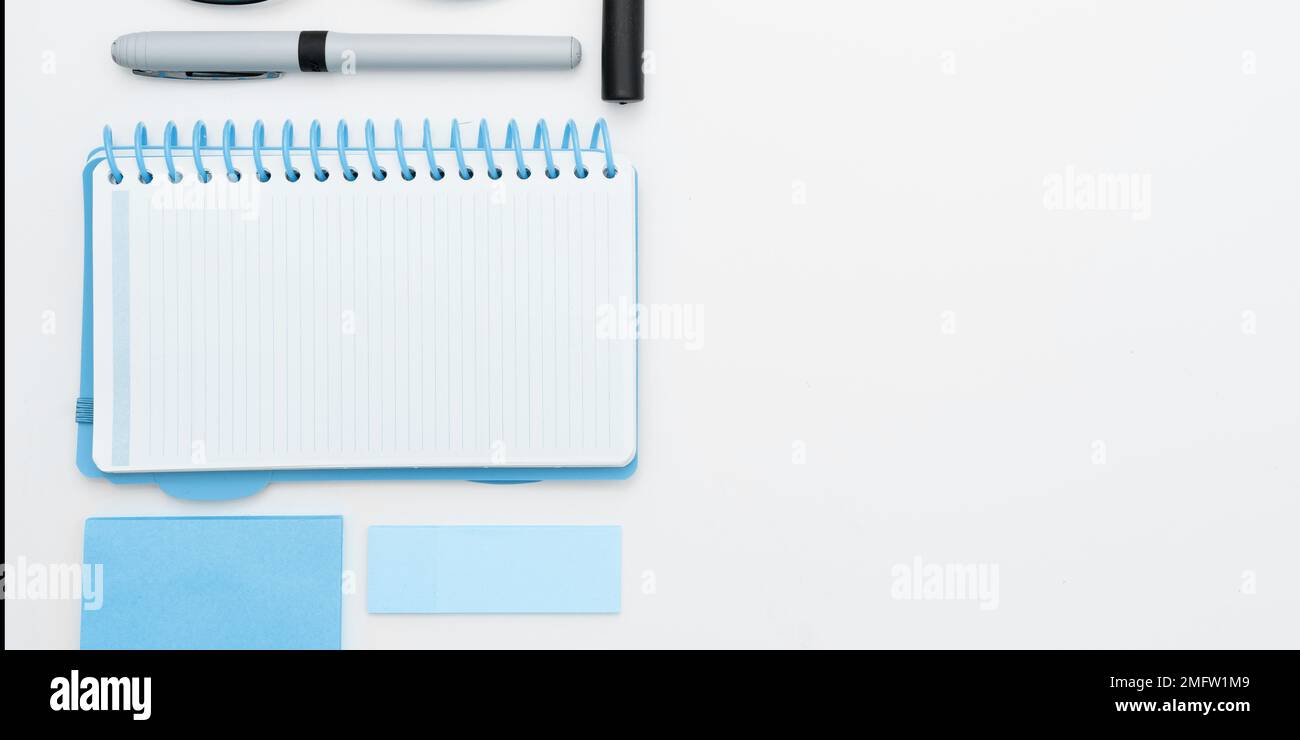 Image with school supplies, colored stickers, notebooks. Pens, pencils ...