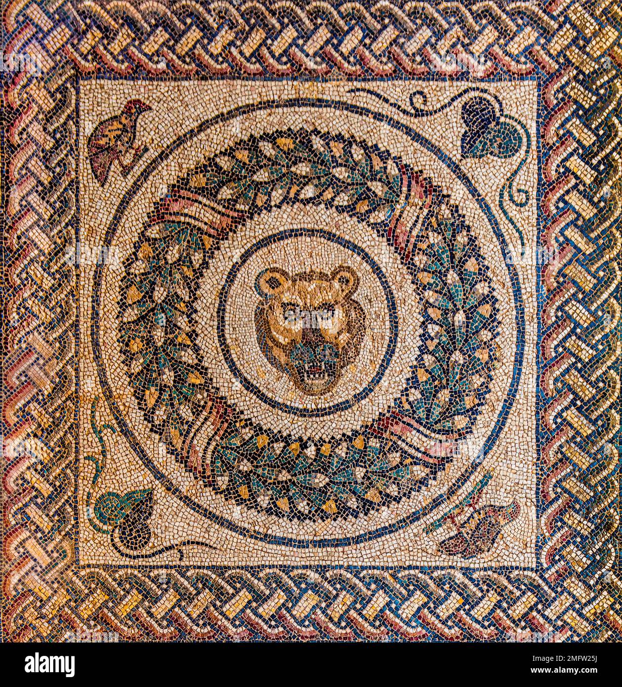 Medallions with animal heads in pery style, mosaic floor, 3rd, 4th c ...