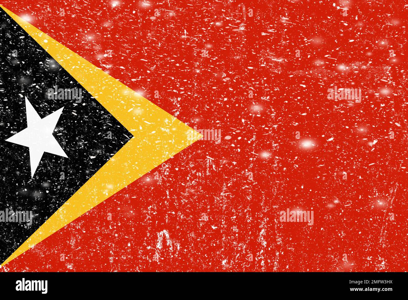 New concept East Timor Leste flag White messy wall stucco texture ...