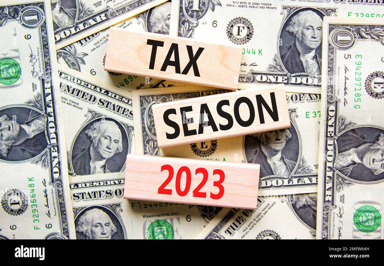 Tax season 2023 symbol. Concept words Tax season 2023 on wooden blocks ...