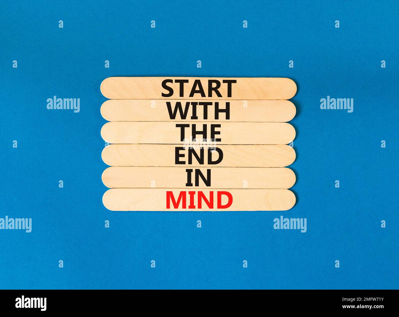 Start in end of mind symbol. Concept words Start with the end in mind ...