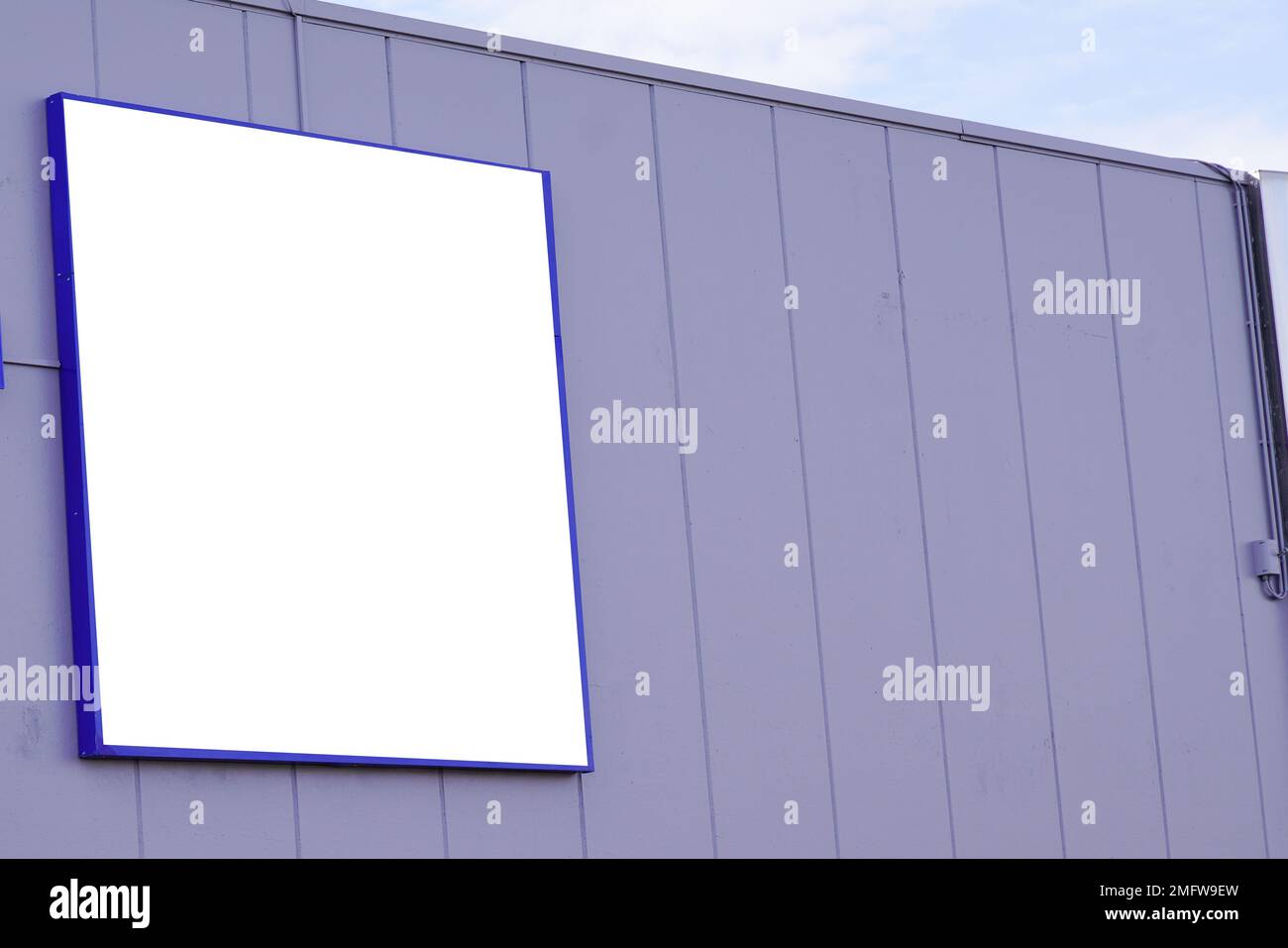 Blank square store signboard store empty shop lightbox on facade wall ...