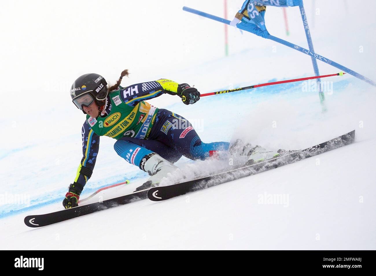 Sweden's Sara Hector speeds down the course during an alpine ski, women ...