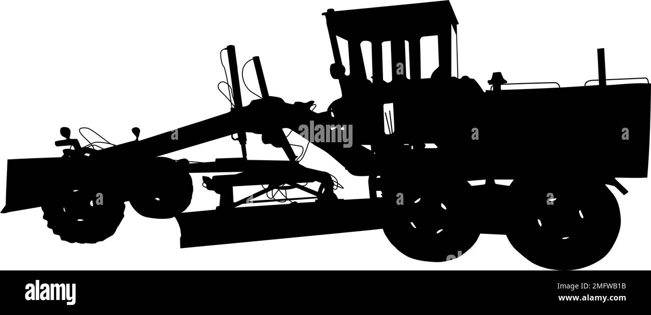 Silhouette of a heavy loaders with a ladle on a white background Stock ...