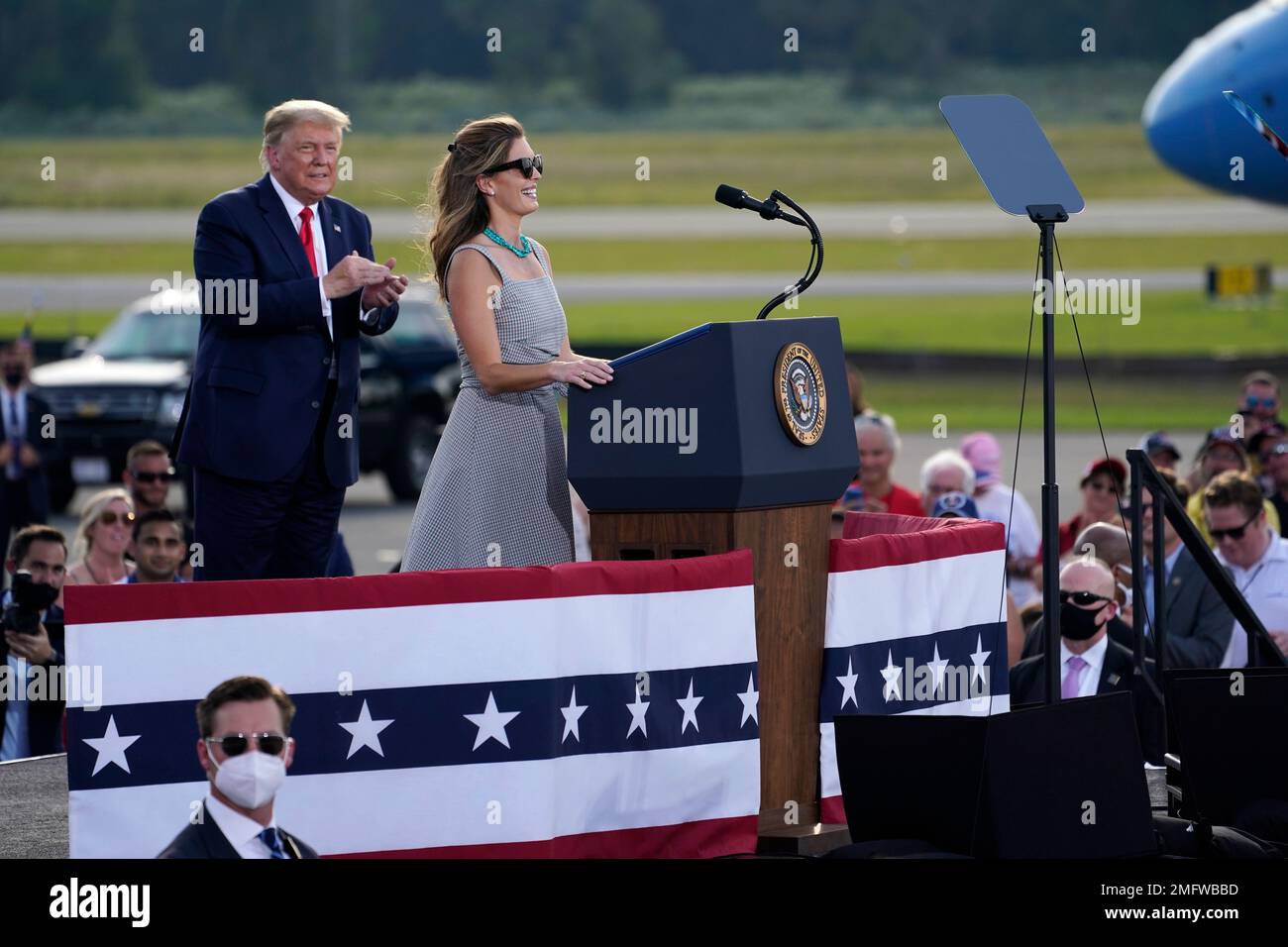 Counselor to the President Hope Hicks speaks during a campaign rally ...