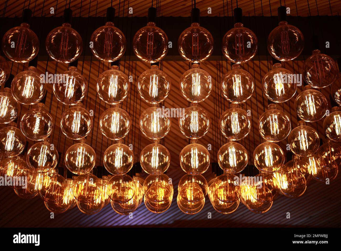 Stylish, modern and decorative lamps of Edison of round shape in the ...