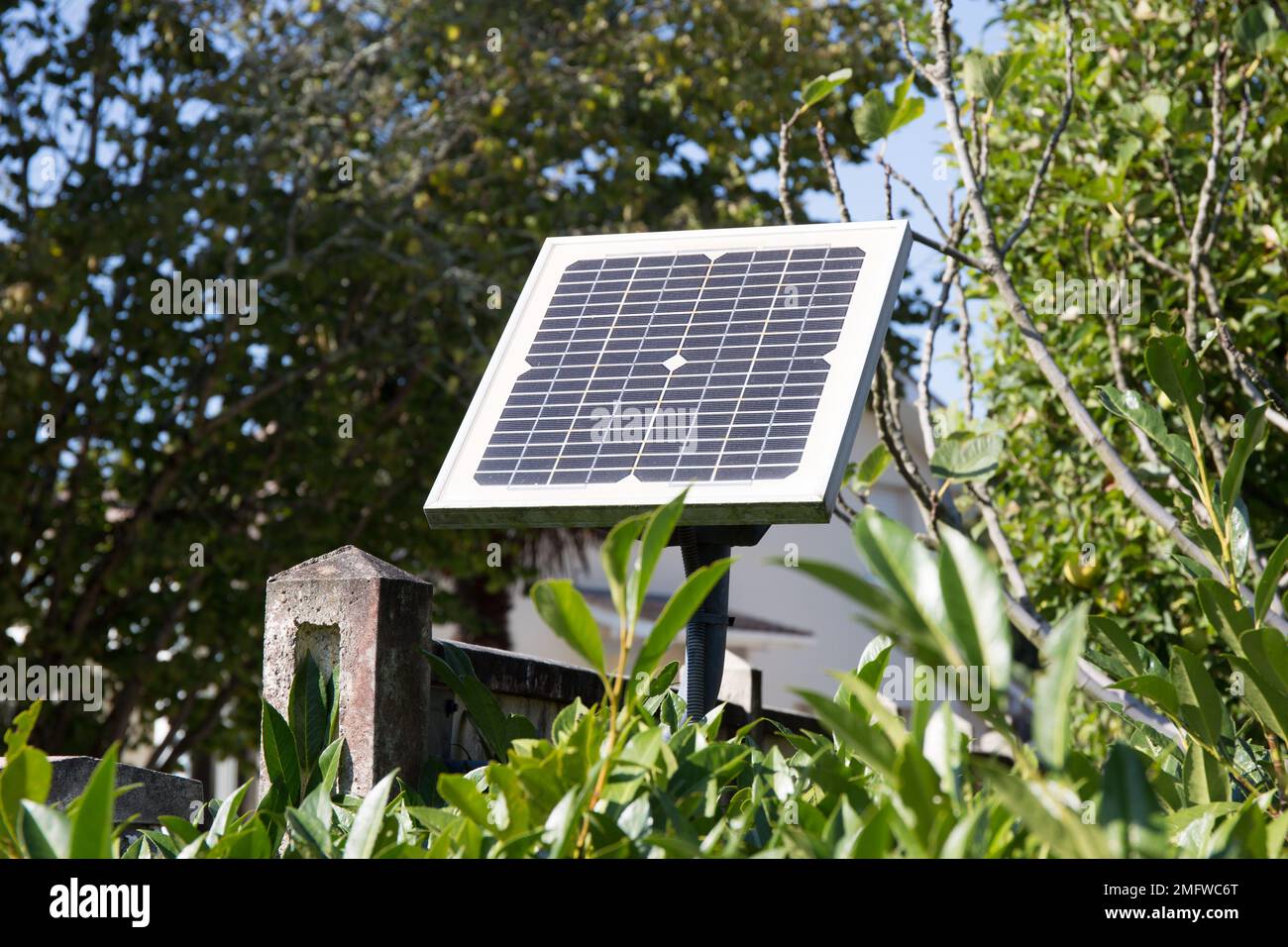 small solar photovoltaic panel for the electric gate door Stock Photo ...