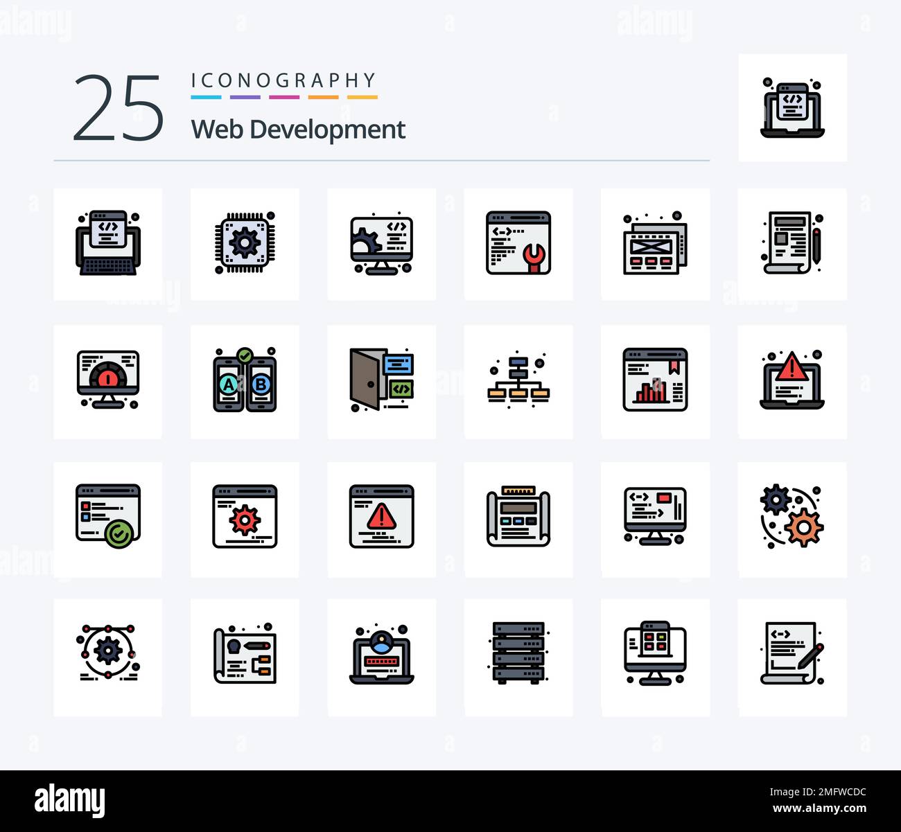 Web Development 25 Line Filled icon pack including blueprint. mockup ... Web Development 25 Line Filled icon pack including blueprint. mockup ...