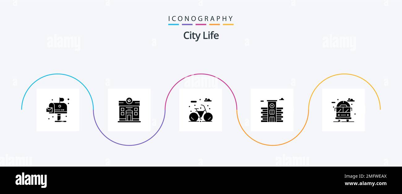 City Life Glyph 5 Icon Pack Including van. life. city. city. life Stock ...