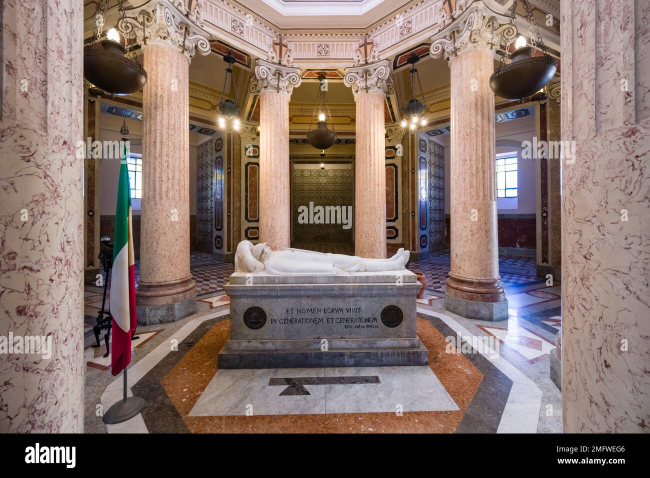 Altar, interior furnishings and soldier's memorial inside the church ...
