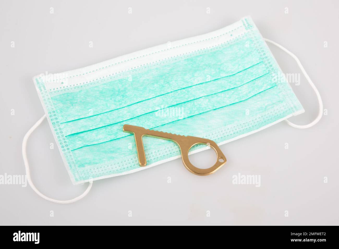 surgical mask and brass contactless antibacterial key grip to press ...