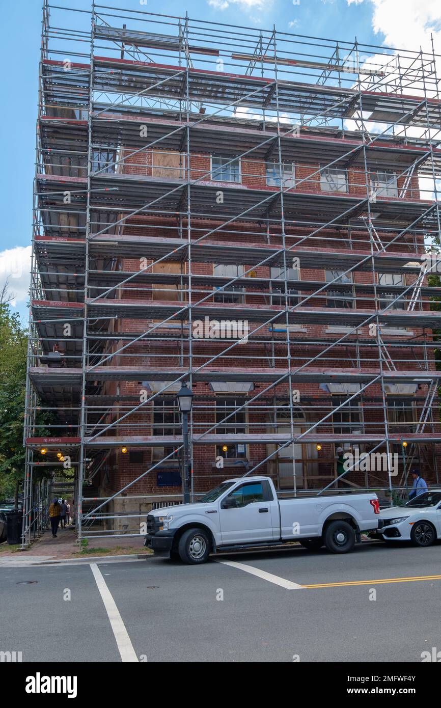 Construction Site with Scaffolding Stock Photo - Alamy