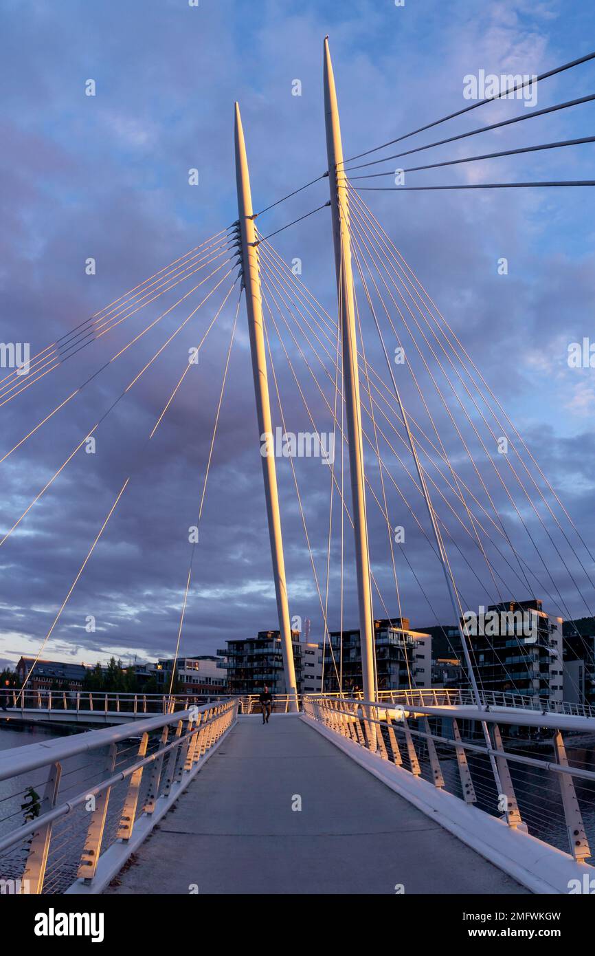 Ypsilon Bridge in Drammen - cable-stayed bridge with pedestrian walkway ...