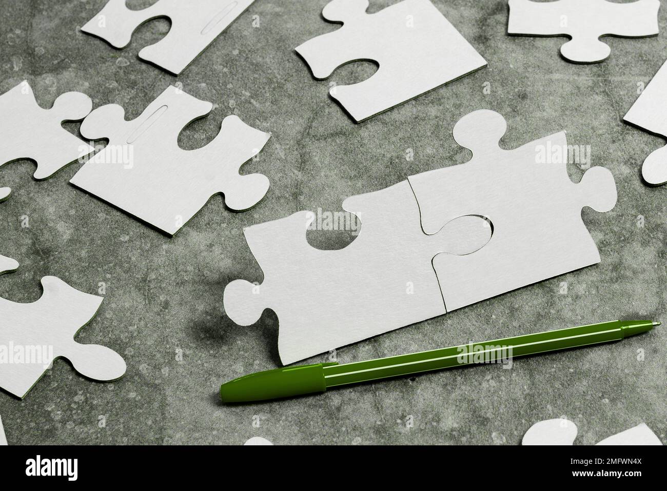 Colored Paper Puzzles Lying On Table. Important Text Written Over Paper ...