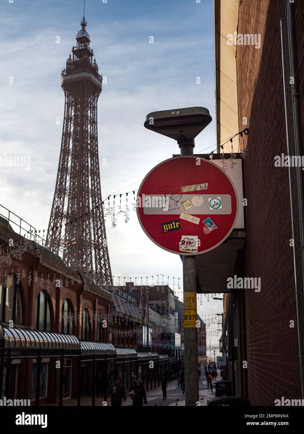 Blackpool Lancashire UK Jan 2023 no entry sign along the roadside with ...