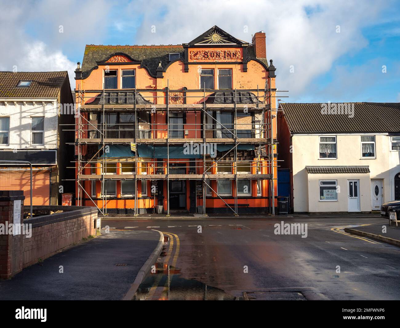 Blackpool Lancashire UK Jan 2023 Sun Inn public house on the back ...