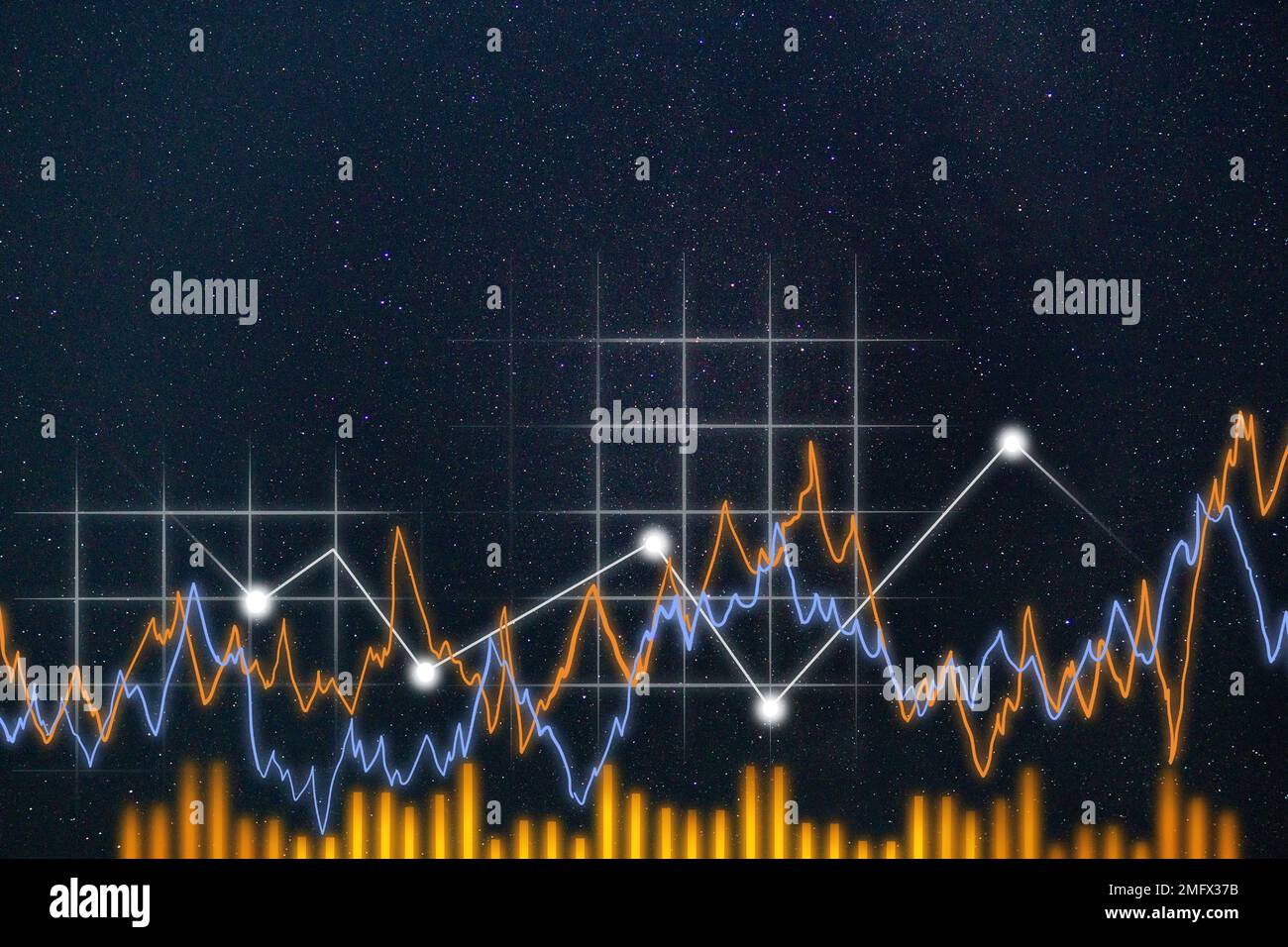 Abstract concept, graph of business, starry night sky, concept of ...