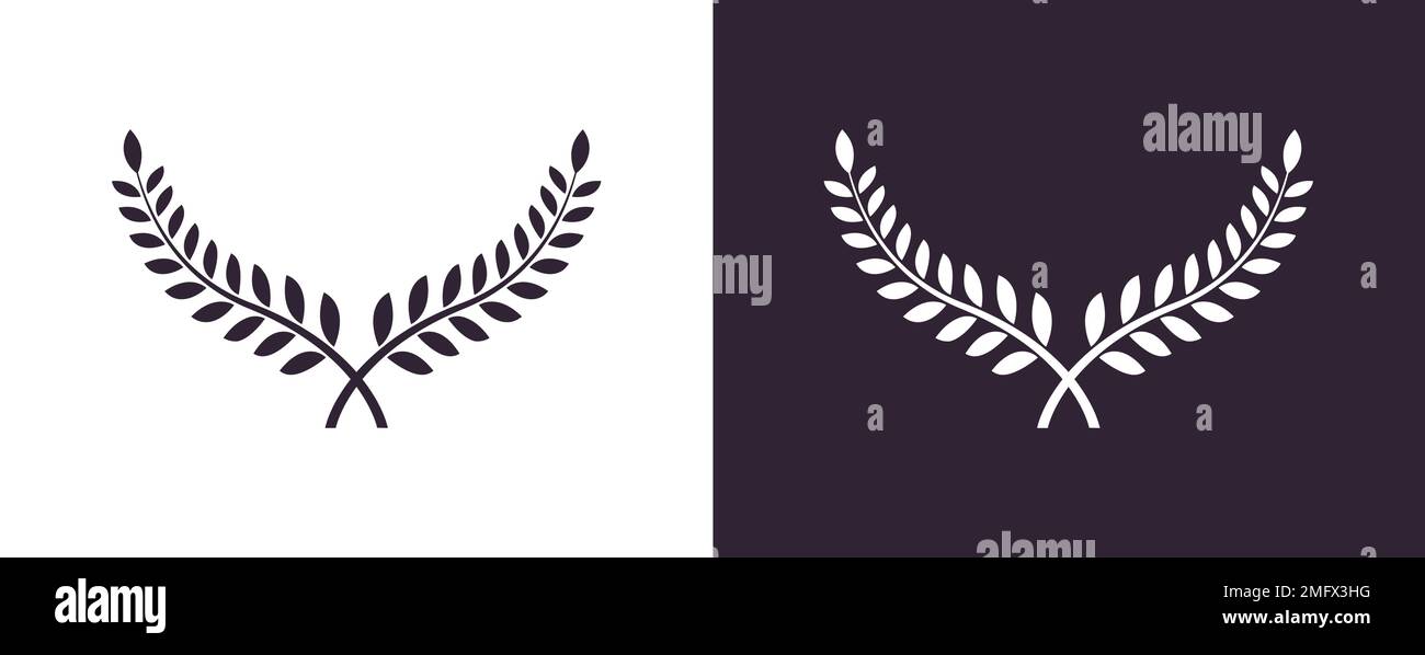 Laurel Wreath Leaf Feather Victory Celebration Symbol Isolated Vector Icon Illustration Stock ...
