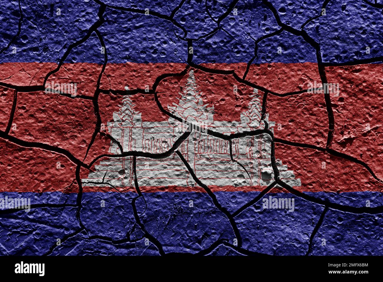 Cambodia flag on a mud texture of dry crack on the ground Stock Photo ...