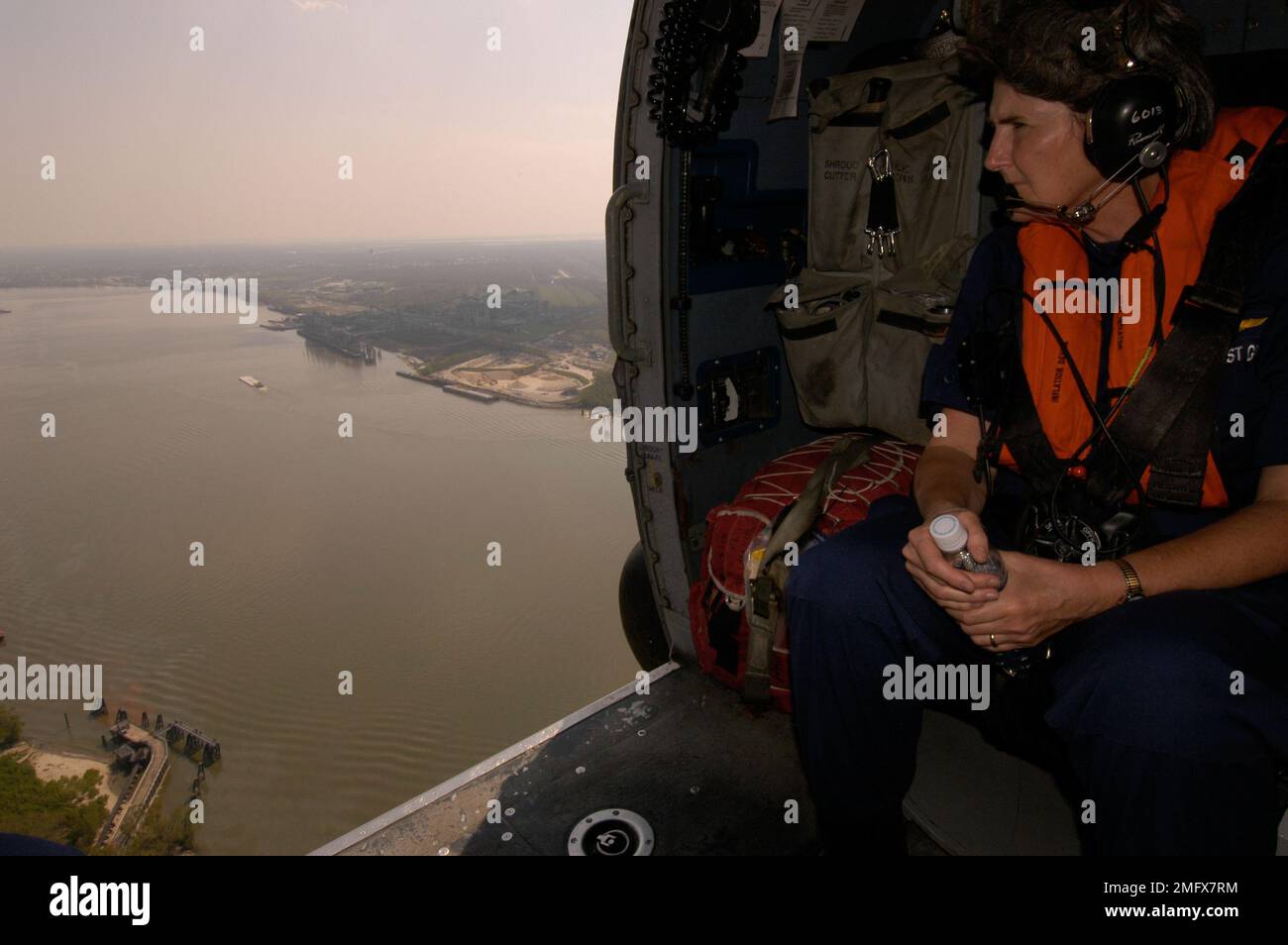 Vice Admiral Vivien Crea - 26-HK-15-73. VADM Crea in flight with helo ...