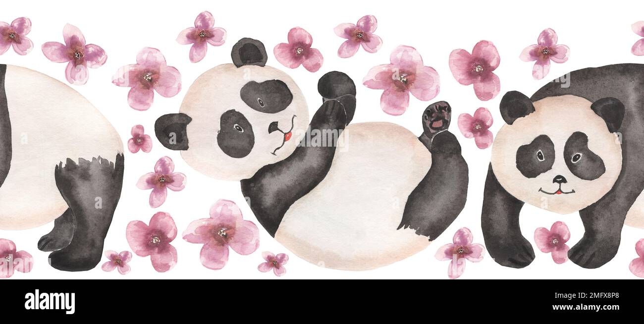 Border design panda illustration hi-res stock photography and images ...