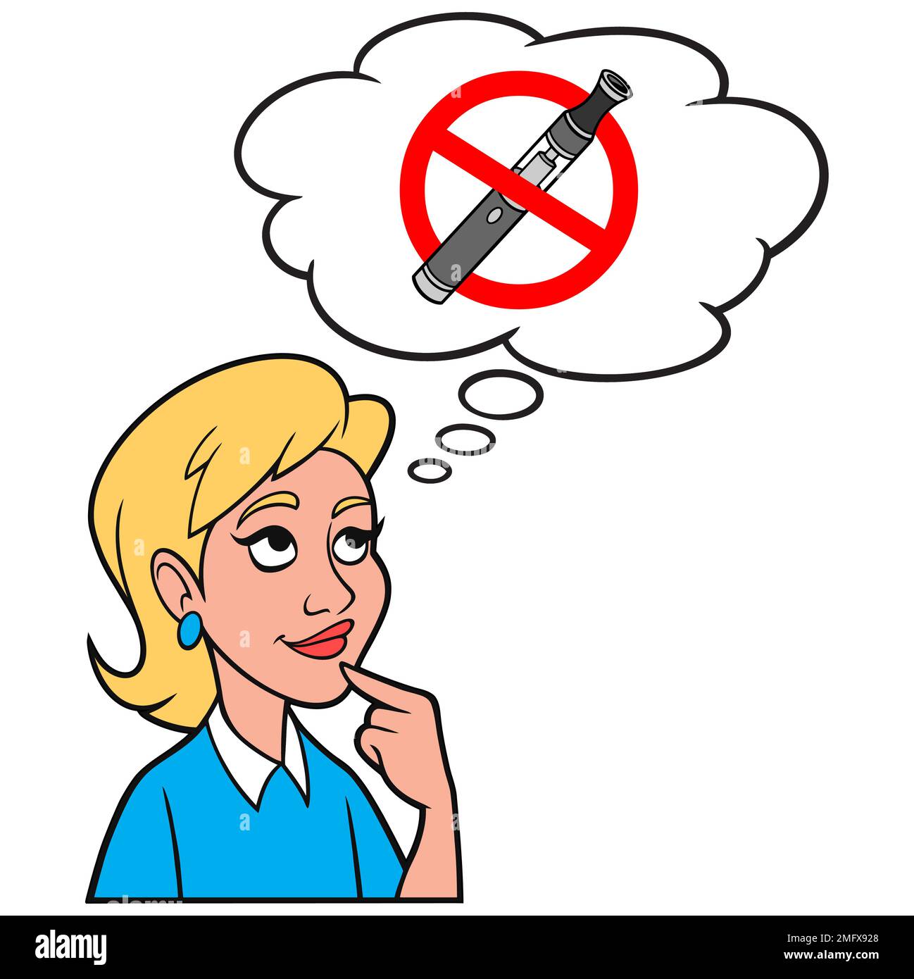 Girl thinking about dangers of Vaping - A cartoon illustration of a ...