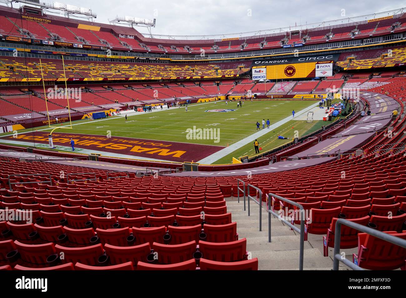 Empty seats are seen in some seats befor an NFL football game between ...