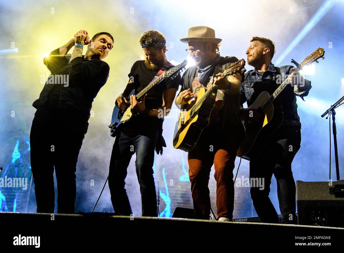 Brent Smith, from left, Zack Mack, Zach Myers, and J.R. Moore perform ...